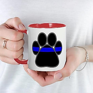 CafePress Blue Line K9 Paw Mug Ceramic Coffee Mug, Tea Cup 11 oz