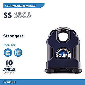 Henry Squire SS65CS Stronghold 6 Pin S Cylinder Closed Shackle Steel Padlock, 65 mm (Length), Black/Blue