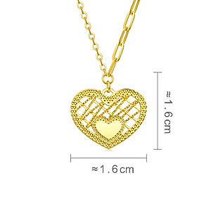 CHOW SANG SANG Dazzling Mirror Gold 999.9 24K Solid Gold Price-by-Weight Gold Double Heart Necklace for Women 93441N (Approx. 0.13tael (~4.86g), 18.5", (47 CM))