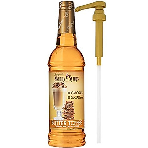 Jordan's Skinny Syrups Sugar Free Butter Toffee Coffee Syrup 750 mL Bottle with By The Cup Syrup Pump