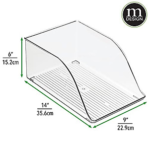 mDesign Small Plastic Water Bottle Stackable Storage Organization Bin with Open Front for Kitchen Refrigerator, Freezer, Pantry, Holds 12 Bottled Drinks/Beverages, Ligne Collection, 4 Pack, Clear