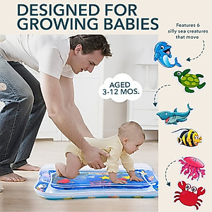 MAGIFIRE Tummy Time Water Mat for Infants 3-12 Months Old, Measures 27 inches x 21 inches, Water Mat for Babies, BPA-Free, Water Play Mat