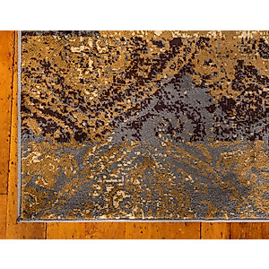 Unique Loom Barista Collection Area Rug - Pache (9' x 12' Rectangle, Beige/ Black)