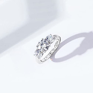 Amazon Essentials Platinum-Plated Sterling Silver Round 3-Stone Ring made with Infinite Elements Cubic Zirconia (3 cttw), Size 8 (previously Amazon Collection)