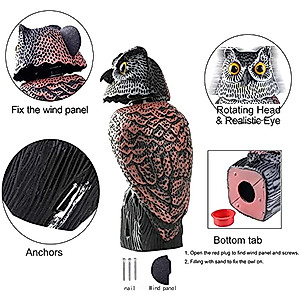 Fake Owl Sculpture with Rotating Head Owl for Garden