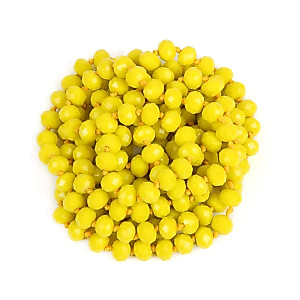 RIAH FASHION Hand Knotted Beads Endless Long Statement Necklace - Handmade Versatile Beaded Multi Layer Infinity Wrap 60" Sparkly Faceted Crystal Rondelle (Lemon Yellow)