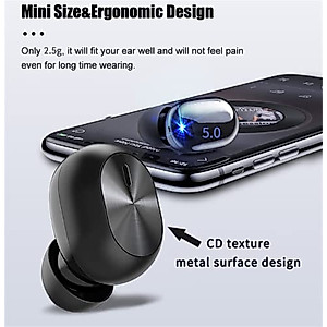 Aioweika 1 Pc Bluetooth 5.0 Headphones Single Ear Stereo Sound in-Ear Earbuds Waterproof Sports Compatible Mini Earphones