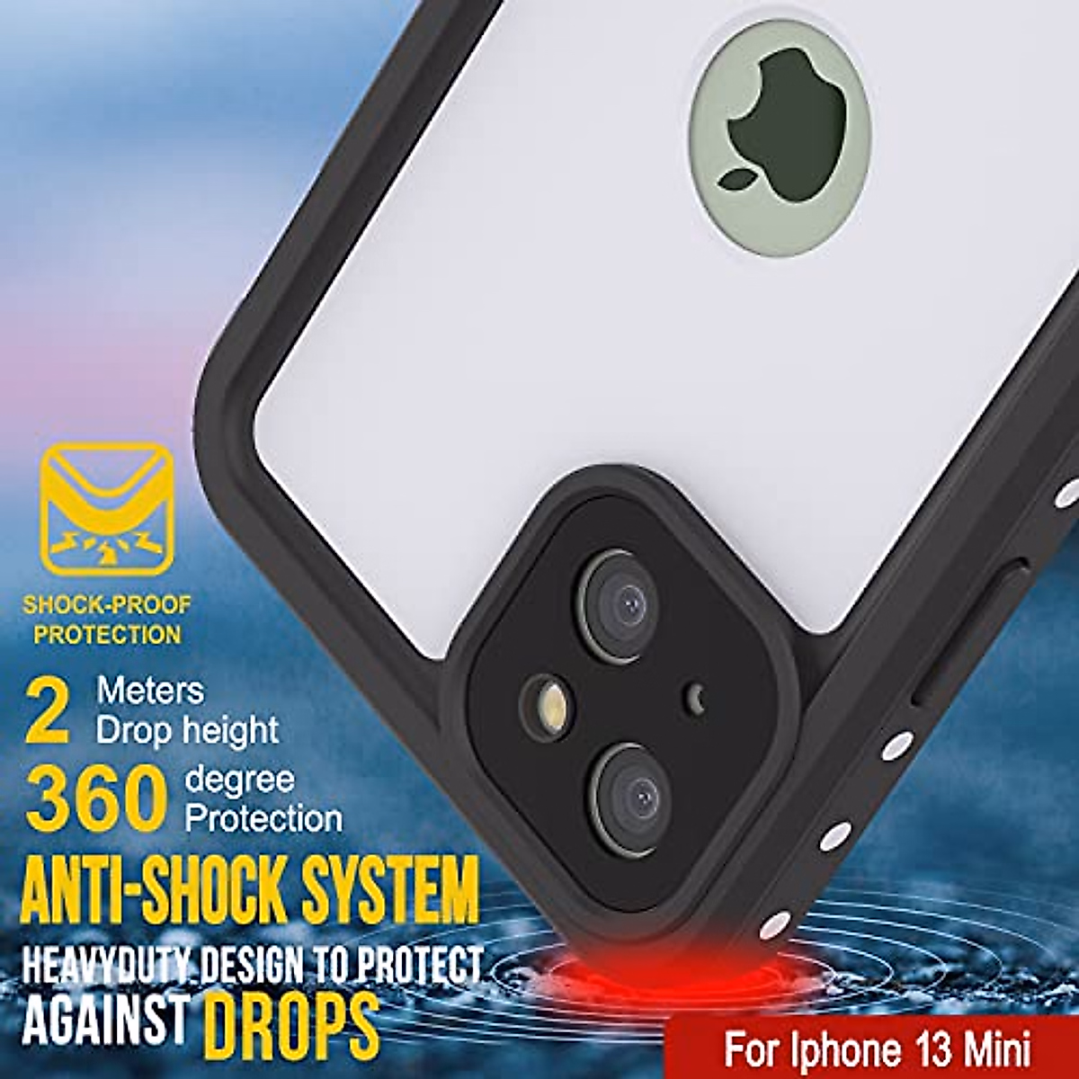 Punkcase for iPhone 13 Mini Waterproof Case [StudStar Series] [Slim Fit] [IP68 Certified] [Shockproof] [Dirtproof] [Snowproof] 360 Full Body Armor Cover for iPhone 13 Mini (5.4") (2021) [White]