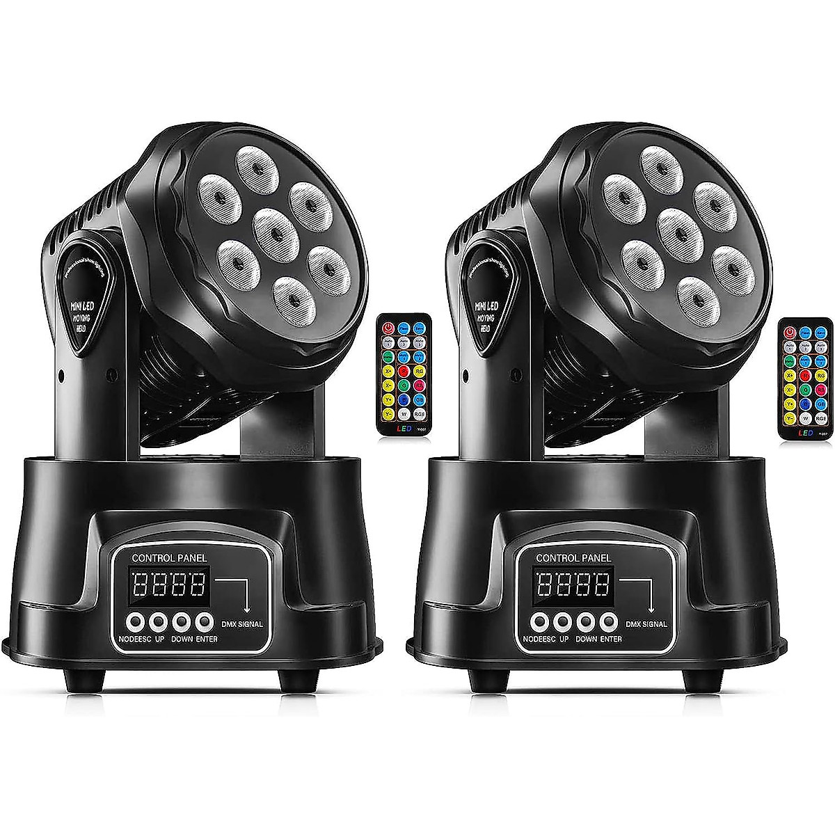 U`King Moving Head Light RGBW Stage Lighting DJ Lights 7 x 10W LED Beam Spotlight 9/14 CH Wash Light with DMX and Sound Activated for Church Wedding Bar Christmas and Halloween (Set of 2)