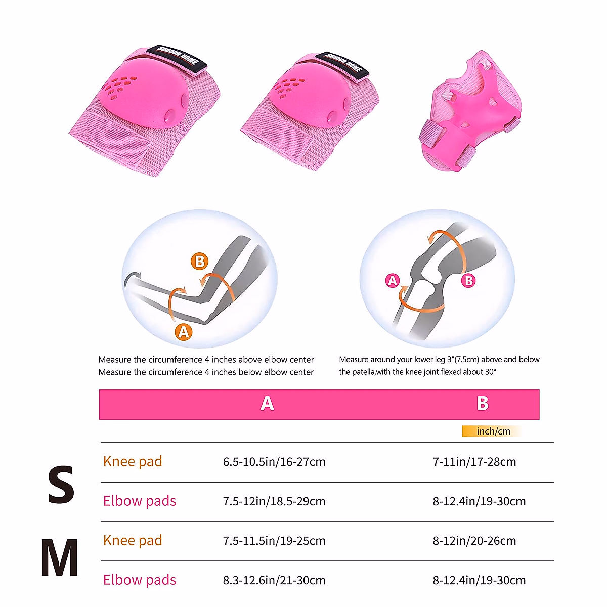 Youth/Kids Knee Pads Elbow Pads Wrist Guards Protective Gear Set for 3-15 Years Child Roller Skates, Skateboard, Cycling, Inline Skating, BMX Bike, Balance Bike, Scooter Riding and Other Outdoor Sports