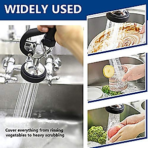 Junejour Kitchen Faucet with Sprayer (Straight Flow Faucet, 1.42 GPM) Pre-Rinse Spray Valve Head Commercial Sink Sprayer with Nozzle & Handles, Pull Down Faucet Sprayer (Black)