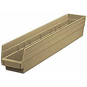 Plastic Shelf Bin Nestable 4-1/8"W X 23-5/8" D X 4" H Beige - Lot of 12