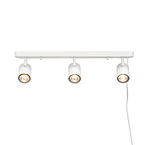 Globe Electric 60024 3-Light Plug-in Track Lighting, Matte White, 15 Foot Cord, in-Line On/Off Rocker Switch, Track Ceiling Light, Track Lighting Kit, Ceiling Light Fixture, Home Improvement