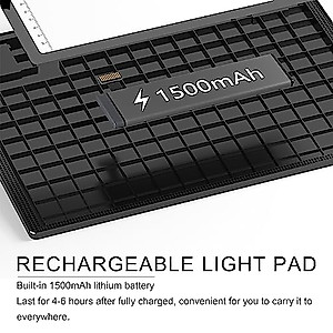 ANALOI A4 Light Box, LED Light Tracing Pad Rechargeable, Portable Light Copy Board for Diamond Art Painting, 6 Levels Stepless Dimming Drawing Tracking Light Pad, Artistic Design Sketching