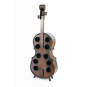 Wooden Violin Shaped Wine Rack, 10 Bottle Decorative Wine Holder