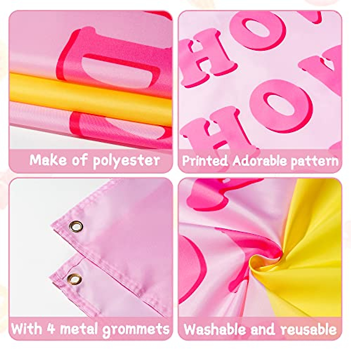 Y1tvei Preppy Cowgirl Room Decor Party Banner Aesthetic Pink Howdy Happy Face Tapestry Backdrop Modern Preppy Photography Background for Teen Girls Bedroom College Dorm Wall Hanging Props Photo Booth