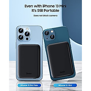 BENKS Magnetic Wireless Power Bank Compatible with Magsafe, Ultra-Thin 5000 mAh Magnetic Battery Pack for iPhone 14, iPhone 13, iPhone 12 Series, Portable Charger with USB-C Cable