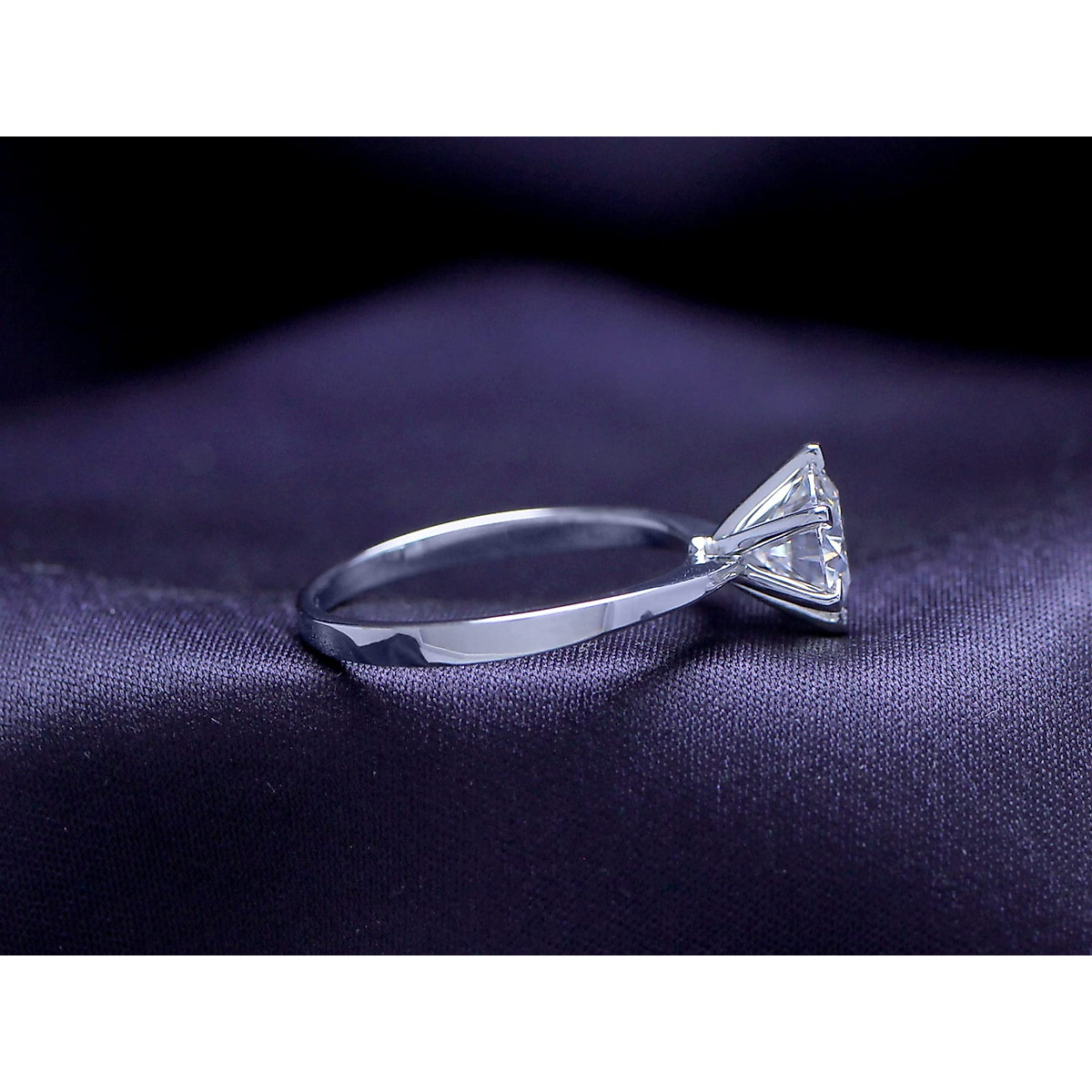 SAVEARTH DIAMONDS 1 1/2 ct. t.w 7.5MM Round Cut Lab Created Moissanite Diamond Solitaire Engagement Ring For Women In 10K Solid White Gold (VVS1 Clarity, 1.50 Cttw)-6