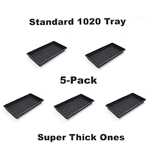 RooTrimmer Plant Growing Nursery, Standard 1020 Trays Plastic Sturdy Farmer Self Seedling Tray for Microgreens Indoor Nursery Pots Transplantation (5-Pack, 21.6"×11.2", 2.52" Deep, no Holes)