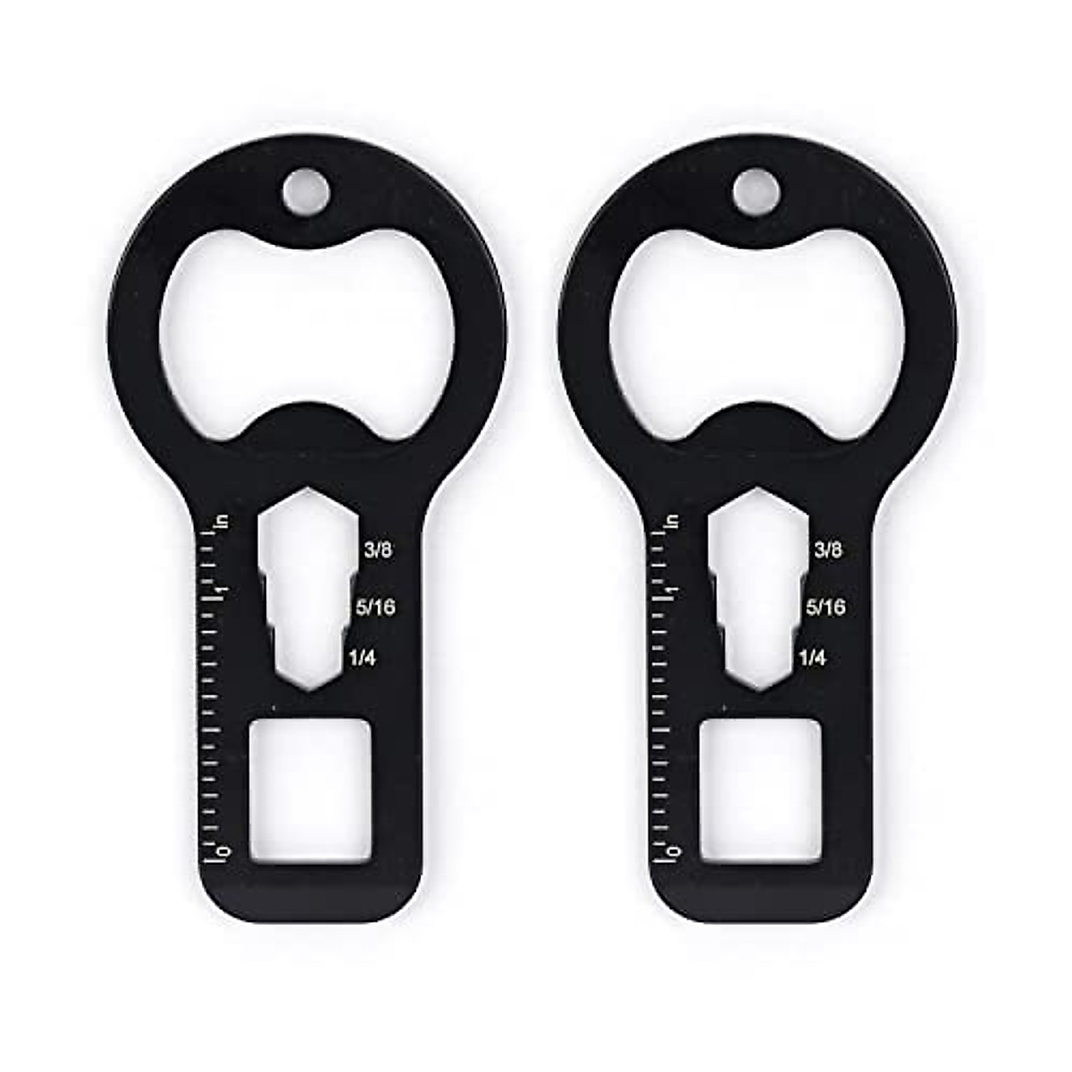 KITCHENDAO 4 in 1 Keychain Beer Bottle Opener, Anti-rust Titanium Coating, Durable Stainless Steel Gift for Father, Husband, Black 2 Pack