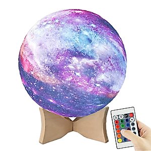 YouOKLight Moon lamp, 16 Colors LED Star Light Kids Night Light Galaxy Lamp with Stand, Remote, Touch Control and USB Rechargeable, 3D Night Lamp for Baby Kids Lover Birthday Party Gifts (5.9 Inch)…