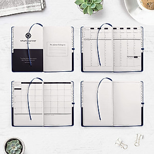 Smart Planner Pro – Undated Daily Planner – Small A5 – Achieve Goals & Increase Productivity – Weekly, Monthly, Work Sections, Organizer Diary with Back Pocket, 3 Satin Bookmarks & Pen Holder