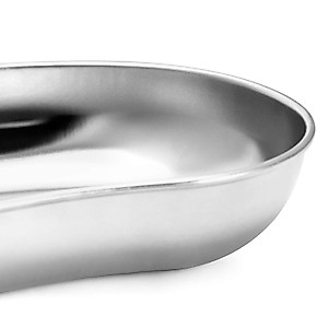 QWORK 2Pcs 8" Stainless Steel Kidney Tray, Kidney Shaped Emesis Basin, Dental Lab Instruments Surgical Trays, Reusable Metal Kidney Dish,for Soiled Dressings, Medic Waster