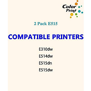 (2-Pack, Black) Compatible ColorPrint E515DW Toner Cartridge Replacement for Dell E310dw E310 E514dw E515dn E515 593-BBKD Laser Printer