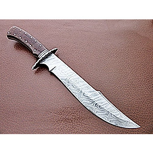 Poshland RG-57 Handmade Demascus Steel 15 Inches Bowie Knife - Beutifull Jute Micarta Handle with Demascus Guard & Bolster