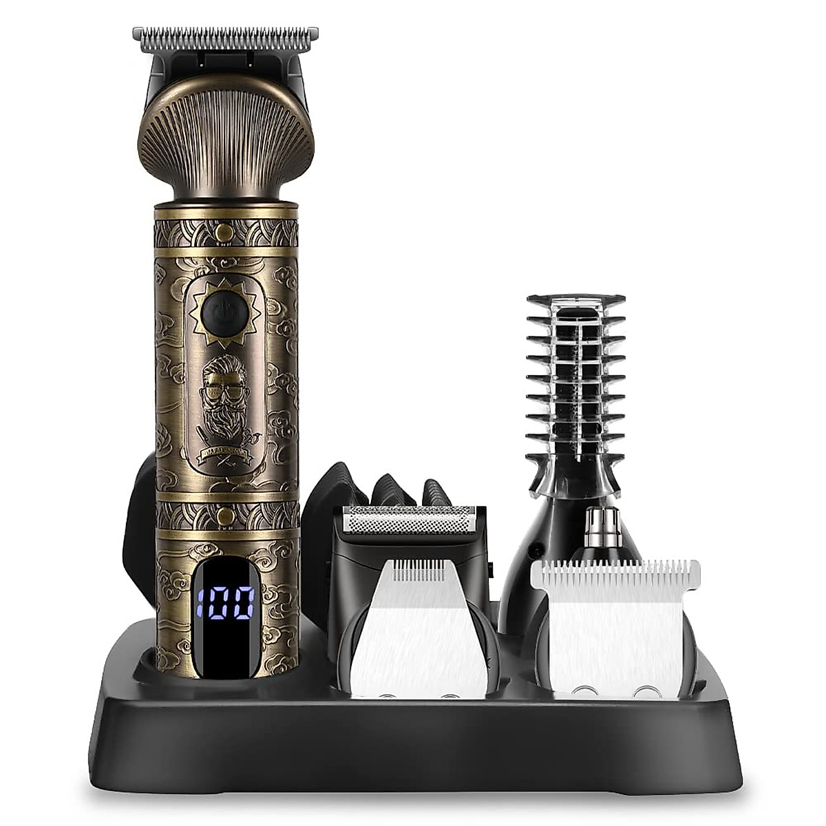 Scttomon Beard Trimmer Kit Professional Hair Clipper Trimmer Zero Gapped T-Blade Trimmer Electric Shaver Razor Nose Body Trimmer for Men Cordless Grooming Kit 7 in 1