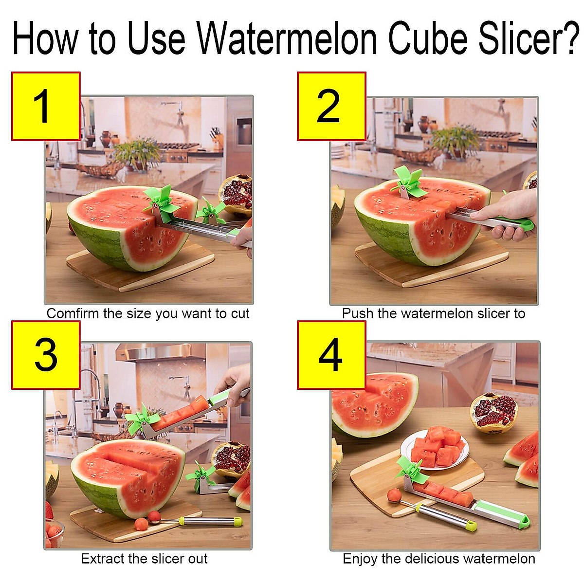 Watermelon Windmill Cutter Slicer, YIDADA Stainless Steel Shape Fruit Tools Quickly Cut Tool Kitchen Gadgets with Melon Scoop