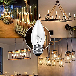 SCOMX 40W Equivalent Incandescent Torpedo Tip Chandelier with Crystal Clear Incandescent Light Bulbs Tip Light Bulb and Medium E26 Candelabra Base (12PACK)