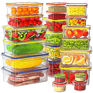 22 Pack Food Storage Containers with Lids, Reusable Plastic Meal Prep Containers, Microwave/Freezer/Dishwasher Safe Clear Airtight Containers