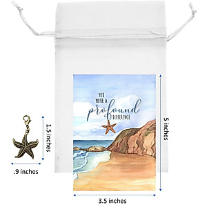 Smiling Wisdom - Bulk 10 Gift Sets - The Starfish Story - You Make a Profound Difference Employee Appreciation Greeting Card and Bronze Charm Keepsakes (10 Charms)