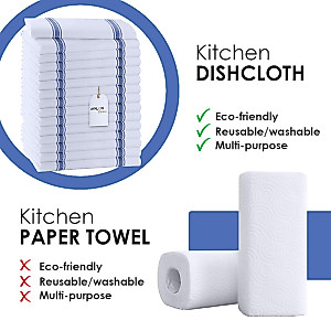 Avalon Kitchen Dish Towels Set (Value Pack of 15) Size 15x25 Inch, 100% Cotton Soft & Absorbent Linen Kitchen Towels, Tea Towels, Reusable Cleaning Cloths for Household Cleaning (Blue)