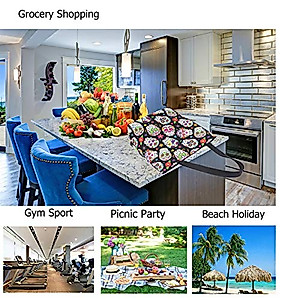 ZzWwR Chic Day of The Dead Sugar Skull Large Canvas Shoulder Tote Top Handle Bag for Gym Beach Travel Shopping