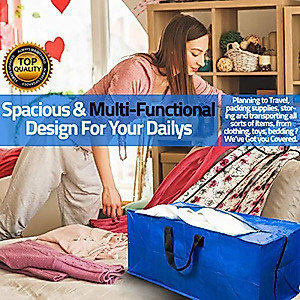 Heavy Duty Organizer Storage Bag - XL Moving Bags Totes with zippers for Clothing, College Moving Bags Compatible with Ikea Frakta Bag, 4 Packs