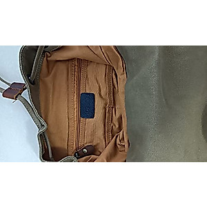 Jonon Vintage Canvas Backpack for MenLeather Rucksack Knapsack 17 inch Laptop Tote (Green)