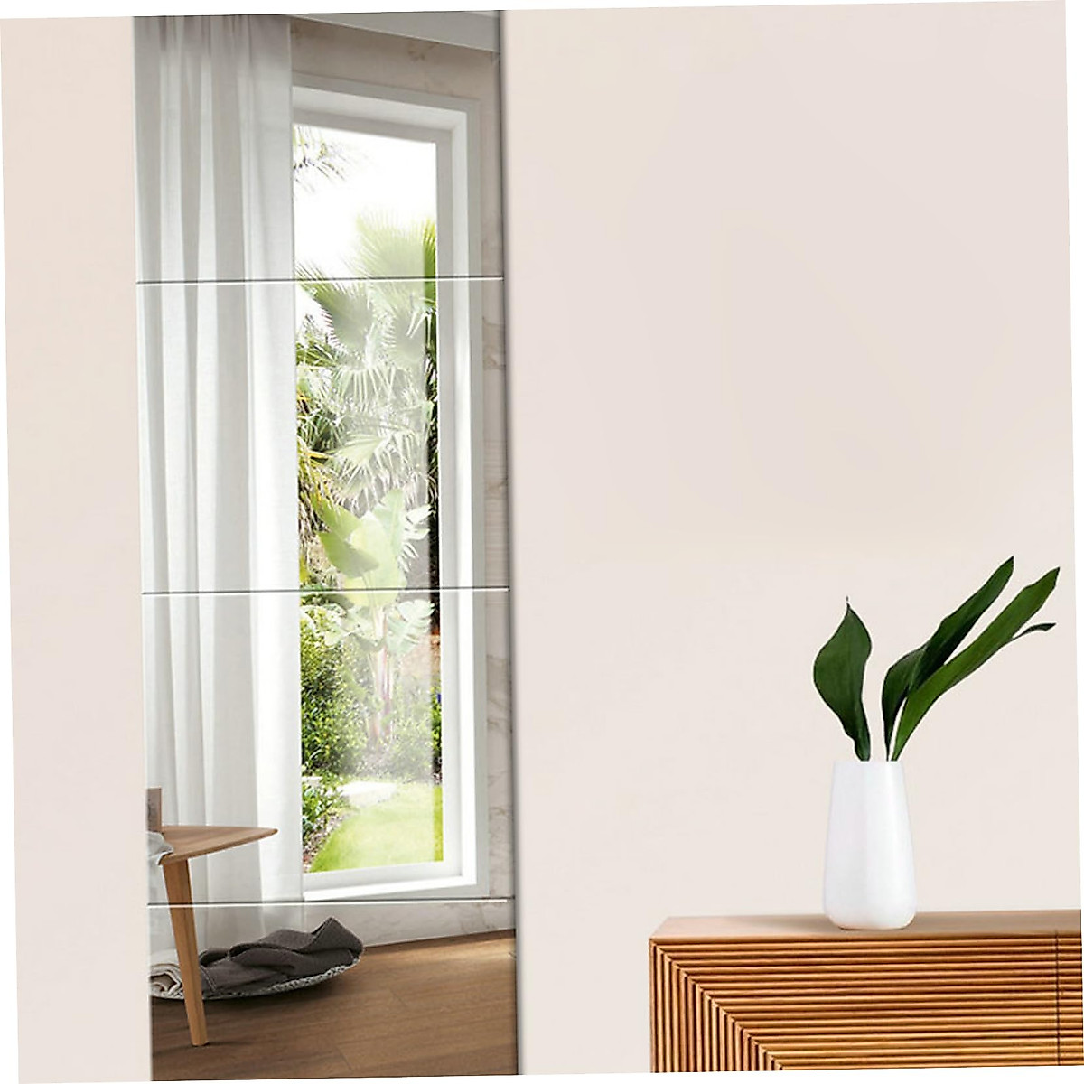 4PCS Full Body Mirror for Wall 11.81x11.81 Inch Full Body Mirror Wall Acrylic Mirror Wall Mounted Self-Adhesive DIY Frameless Mirror Full Length High-Definition Imaging for Home Gym Hallway