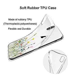 Unov Case Compatible with iPhone XR Case Clear with Design Slim Protective Soft TPU Bumper Embossed Pattern 6.1 Inch (Flower Bouquet)