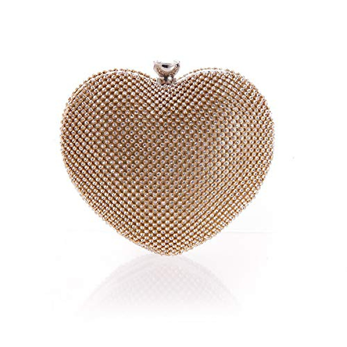 Abbie Home Heart Shaped Evening Bag Wedding Party Crystal Bridal Clutch (Gold)
