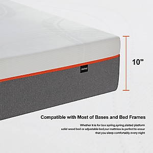Hotkid,Full Size Mattress,Memory Foam Mattress,Full Mattress in a Box,Medium Firm for Cool Sleep and Pressure Relief,10 Inch Hybrid Firm Mattress,Guest and Kids Bedroom