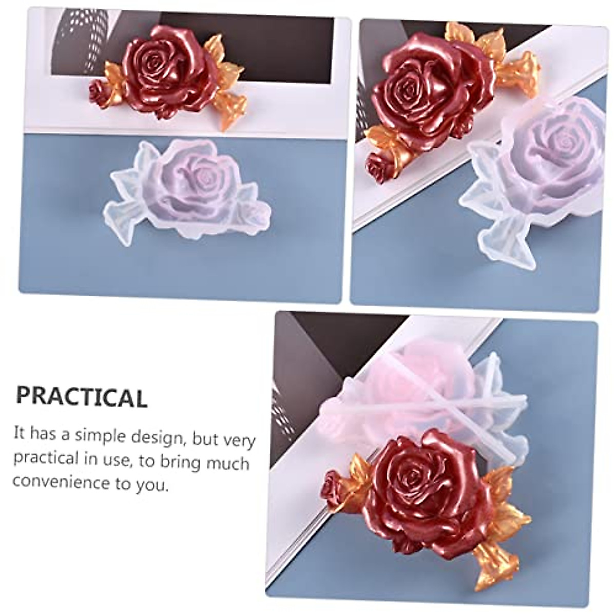 Didiseaon 1pc Ornament Silicone Mold Resin Silicone Molds Car Trim Resin Tray Resin Brooch Resin Casting Molds Agate Silicone Desktop Ornament Casting Mould Rose Making Tray Ornament Mold