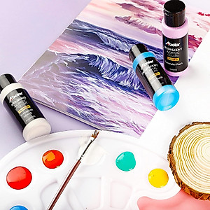 ABEIER Iridescent Acrylic Paint, Set of 18 Chameleon Colors, 2 oz/60ml Bottles, Color-shifting, Non-Toxic, High Viscosity, Blendable, Paints on Rocks Crafts Canvas Wood, Fabric, Ceramic & Stone