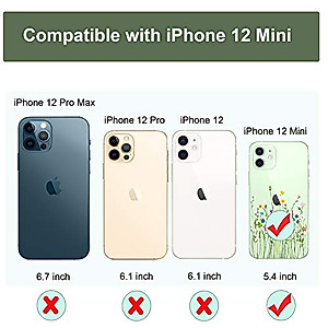 Unov Case Compatible with iPhone 12 Mini Case Clear with Design Slim Protective Soft TPU Bumper Embossed Pattern 5.4 Inch (Flower Bouquet)