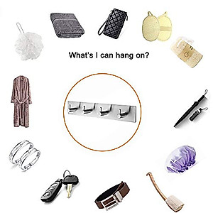 JOMIHONEY Self Adhesive Stainless Steel Hooks, Wall Mounted Heavy Duty Hanger, Key Rack Towel Hooks for Bathroom, Living Room, Kitchen (4 Hooks)