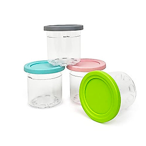 CUTIECLUB 4PCS Ice Cream Pints Containers and Lids for Ninja Creami, Ice Cream Storage Containers Compatible with NC301 NC300 NC299AMZ Series Creami Ice Cream Makers
