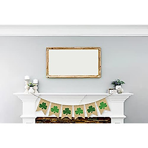 St Patricks Day Garland Decor - Shamrock Glitter Garland Home Decor - St Patricks Day Burlap Banner - Saint Patrick's Day Party Decorations - St Patty's Day Rustic Fireplace Decor by Jolly Jon