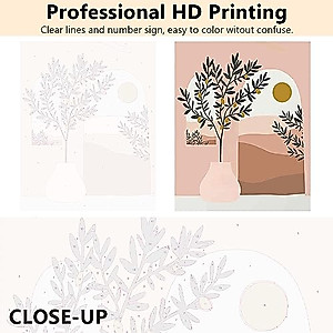 TISHIRON Paint by Numbers DIY Painting Kit Canvas Easy DIY Beginners Acrylic Painting Arch Window Abstract Plant Landscape for Home Wall Decor Art Craft 16x20inch