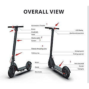 Eskuta KS-350 Long-Range Electric Powerful Kick Scooter, Ultra-Portable, Lightweight with Removable Quick Charging Battery, Triple Brakes & LED Digital Technology (Matte Black)